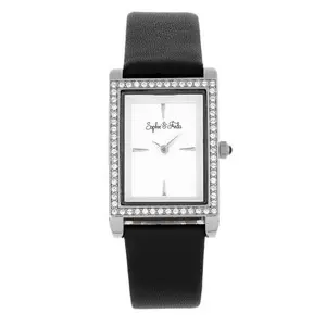 SOPHIE AND FREDA Wilmington Leather-band Watch W/swarovski Crystals - Black