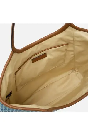 WE-AR4 The Market Linen & Leather Tote - Ocean