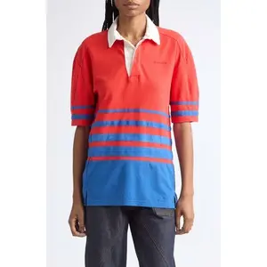 JW Anderson Stripe Short Sleeve Polo - Red/blue
