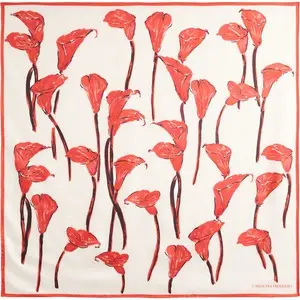 Carolina Herrera Calla Lily Print Twill Square Scarf
