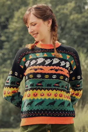 MODCLOTH Fright Night Delight Fair Isle Halloween Sweater