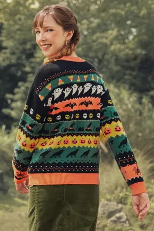 MODCLOTH Fright Night Delight Fair Isle Halloween Sweater