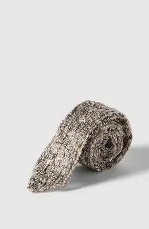Brunello Cucinelli Dazzling Craquelé Embroidery Tie In Mohair And Wool