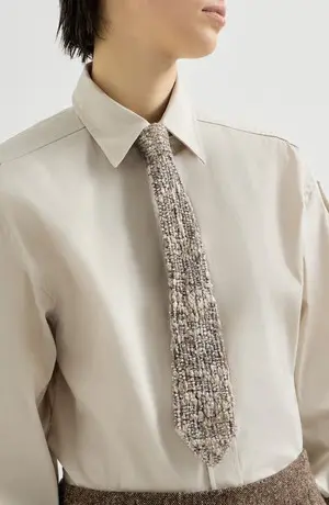 Brunello Cucinelli Dazzling Craquelé Embroidery Tie In Mohair And Wool