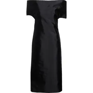 JIL SANDER Off The Shoulder Corset Silk & Wool Dress