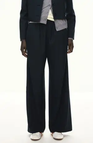 Mango Marker Elastic Waist Wide Leg Pants