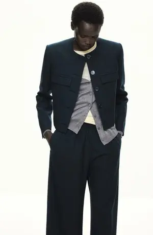 Mango Marker Elastic Waist Wide Leg Pants