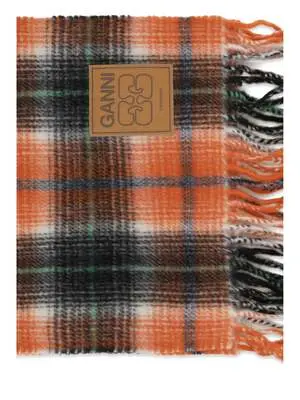 GANNI Checked Wool Scarf