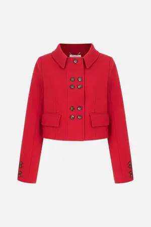 EMILIA WICKSTEAD Aelin Jacket In Birdseye Suiting - Red