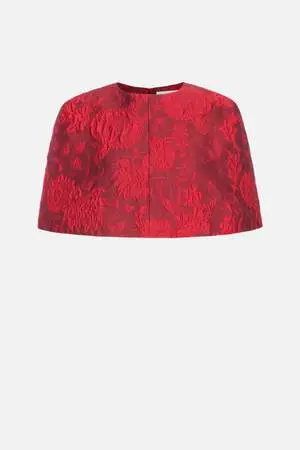 EMILIA WICKSTEAD Virginie Cape In Floral Cloque - Red