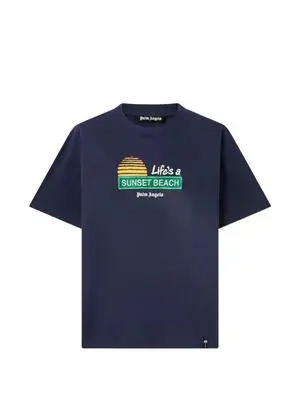 Palm Angels Sunset Signal Graphic-print T-shirt - Blue