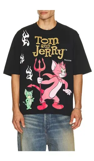 REASON Tom And Jerry Devil Tee - Black