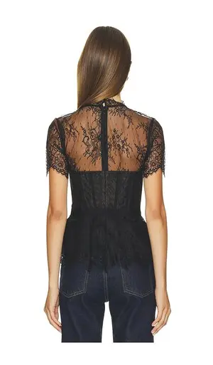 Simkhai Kehlani Lingerie Lace Short Sleeve Bustier Top