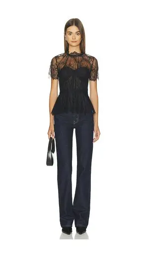 Simkhai Kehlani Lingerie Lace Short Sleeve Bustier Top