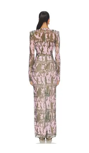 PatBO Botanic Stripe Long Dress - Green
