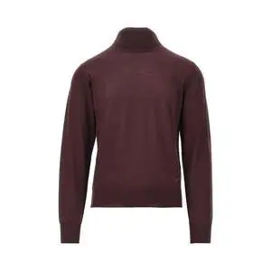 Emporio Armani Dolcevita In Lana Vergine Con Ricamo Eagle - Red