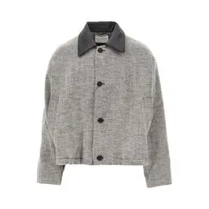 Studio Nicholson Giacca 'howth' In Lana Con Colletto In Pelle An