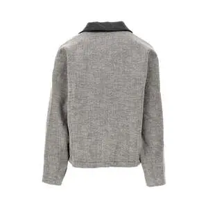 Studio Nicholson Giacca 'howth' In Lana Con Colletto In Pelle An