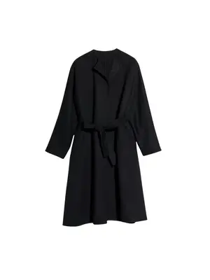 Gucci Long Silk And Wool Coat With Gg Inside - Black