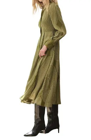 Mint Velvet Satin Printed Midi Shirt Dress