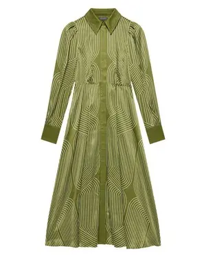 Mint Velvet Satin Printed Midi Shirt Dress
