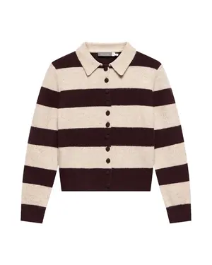 Mint Velvet Striped Knit Jumper Collared Pullover Sweater With Long Sleeve