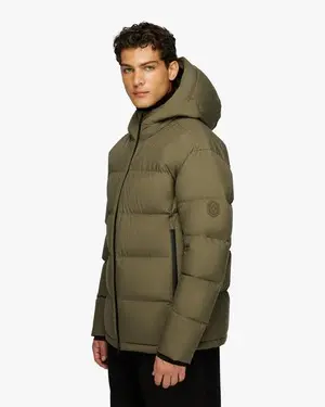 QUARTZ CO. Dawson | Hooded Recycled Down Winter Jacket - Sage