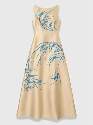 The Fold Embroidered Jacquard Maxi Gown Boat Neck