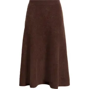 Nordstrom Brushed Cashmere Circle Midi Skirt - Brown Mole