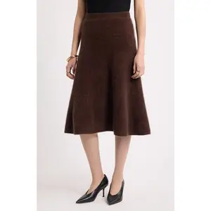 Nordstrom Brushed Cashmere Circle Midi Skirt - Brown Mole
