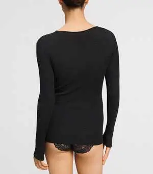 Hanro Wool-silk Lace-v-neck Top