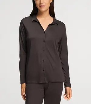 Hanro Modal-silk Grand Central Pyjama Shirt - Brown