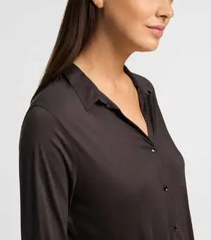 Hanro Modal-silk Grand Central Pyjama Shirt - Brown