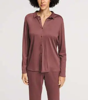 Hanro Modal-silk Grand Central Pyjama Shirt - Red