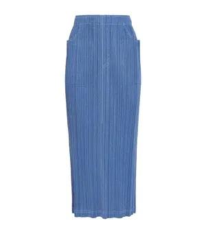 Issey Miyake Cotton Denim Midi Skirt - Blue