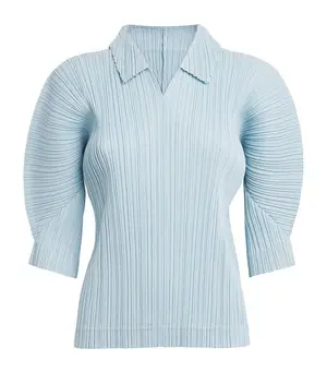 Issey Miyake Cotton Denim Collared Top - Blue