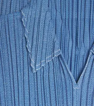 Issey Miyake Cotton Denim Collared Top