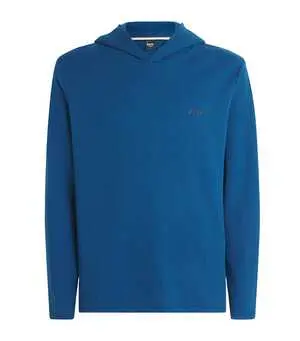 BOSS Waffle-knit Logo Hoodie - Blue