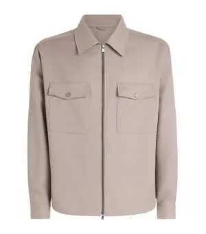 BOSS Twill Carper Zip-up Overshirt - Brown