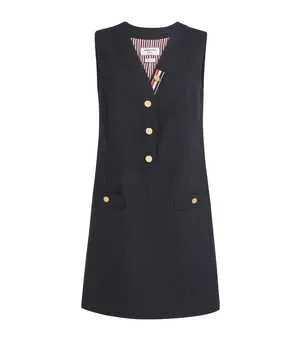 Thom Browne Virgin Wool Cardigan Mini Dress - Navy