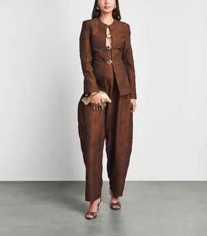 CHRISTIE BROWN Appliqué High-waisted Tapered Trousers - Brown