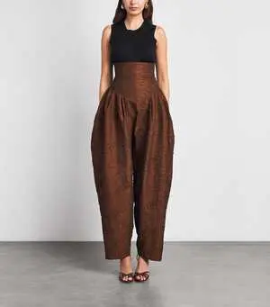 CHRISTIE BROWN Appliqué High-waisted Tapered Trousers