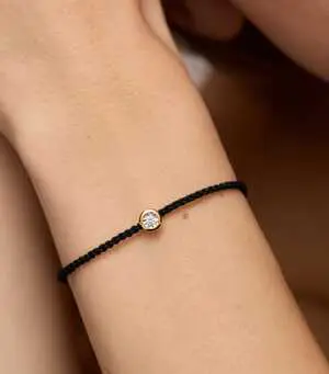 Monica Vinader Gold Vermeil And Diamond Cord Bracelet - Black