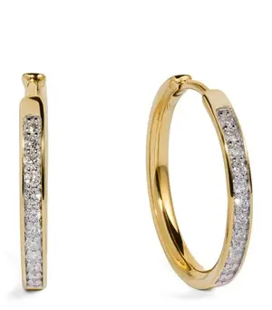 Monica Vinader Small Vermeil And Diamond Hoop Earrings - Gold