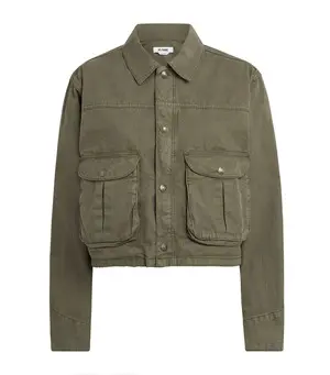 RE-DONE Cotton-blend Cropped Jessie Military Jacket - Green