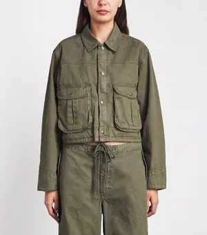 RE-DONE Cotton-blend Cropped Jessie Military Jacket