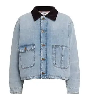 RE-DONE Corduroy-collar Canyon Denim Jacket - Blue