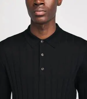 Pal Zileri Wool Ribbed Long-sleeve Polo Shirt