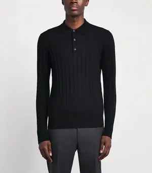 Pal Zileri Wool Ribbed Long-sleeve Polo Shirt