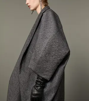 Max Mara Wool-blend Jacquard Cape Coat